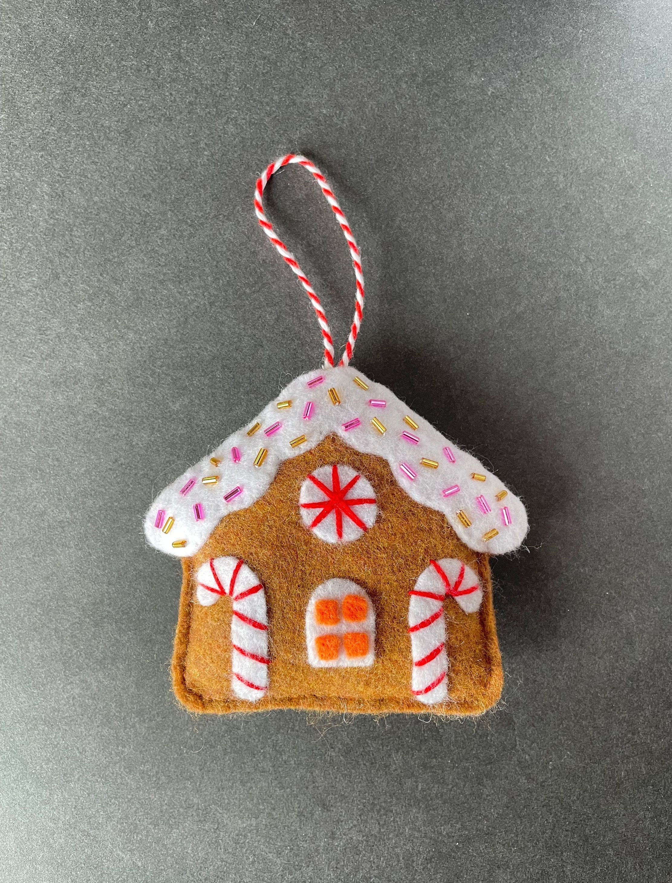 Felt Gingerbread House Handmade Hand Stitched Christmas Ornament ...