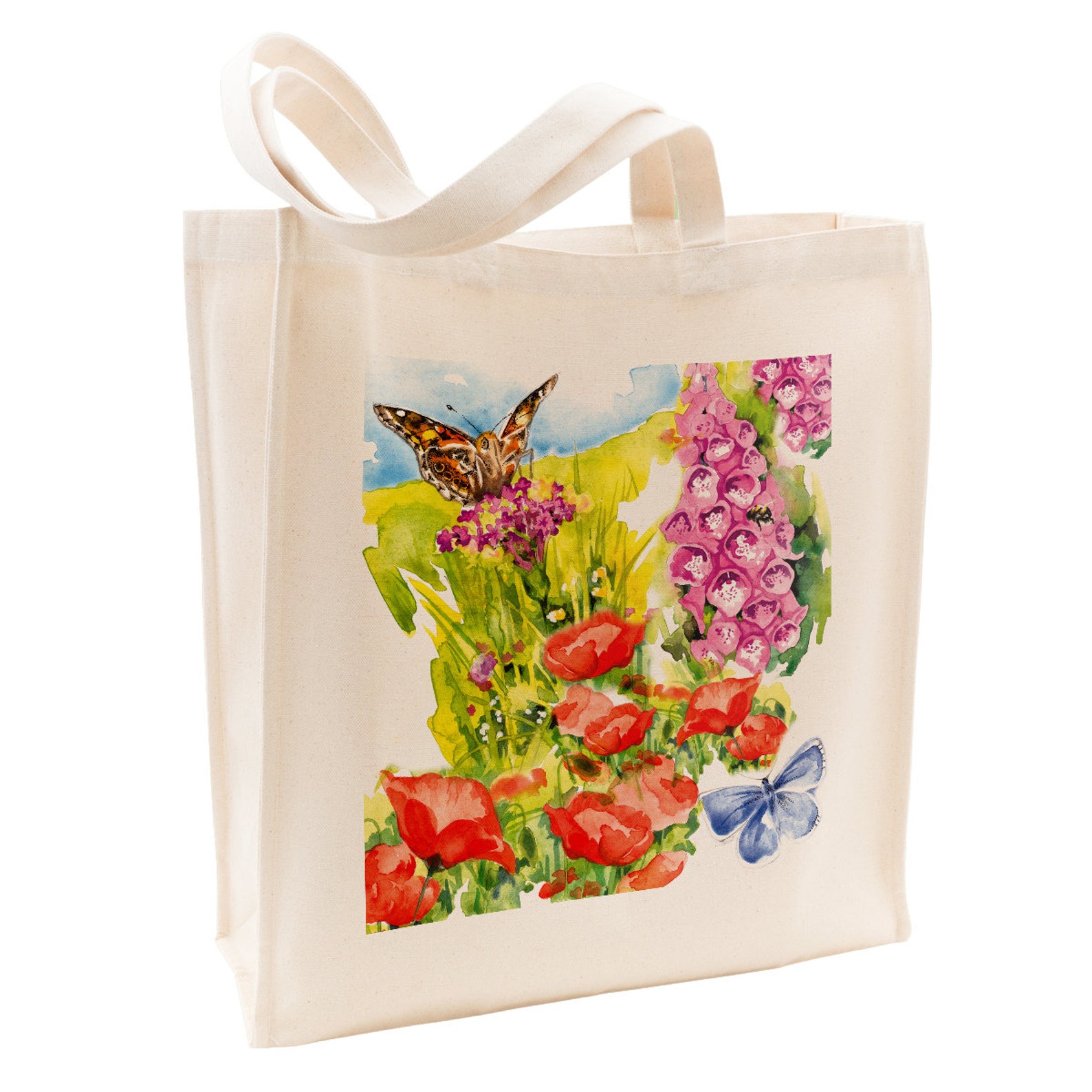 Summer Design Tote Bag, Heavyweight Natural Canvas Tote Bag With Gusset ...