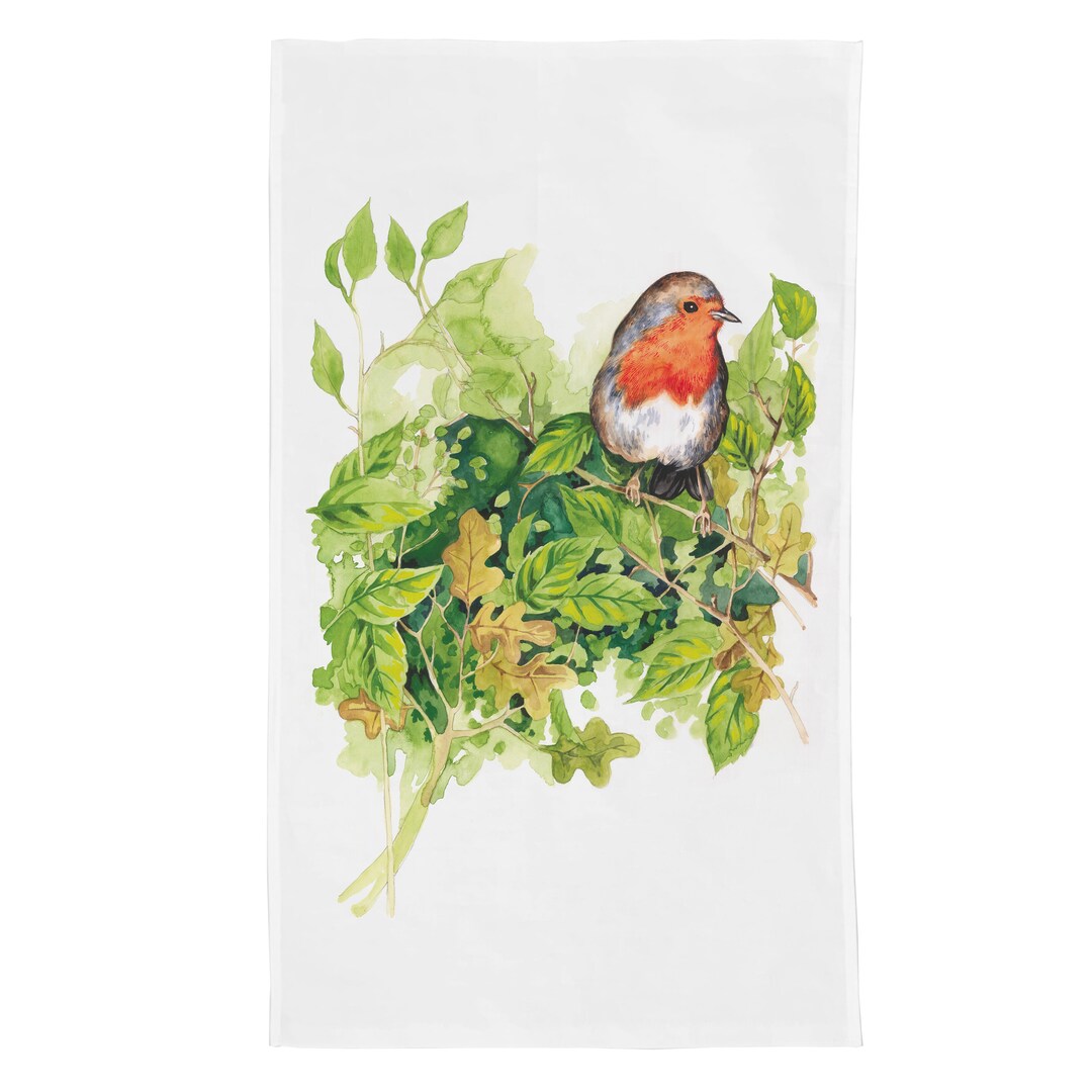 Robin Tea Towel, Craft Produced 100% Premium White Cotton Tea Towel ...