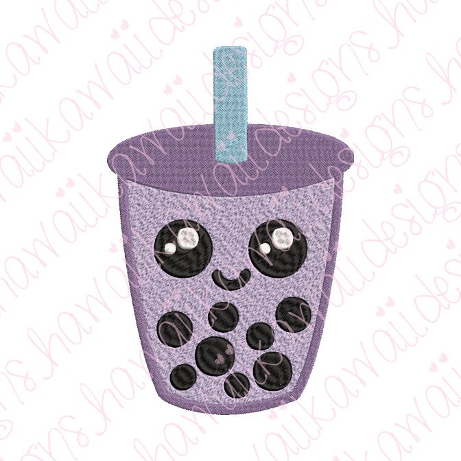 Embroidery File Milk Tea Boba Kawaii Face - Instant Download - 4 Sizes ...
