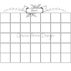 Printable Monthly Calendar Planner Undated Floral Minimalist Design 12 ...