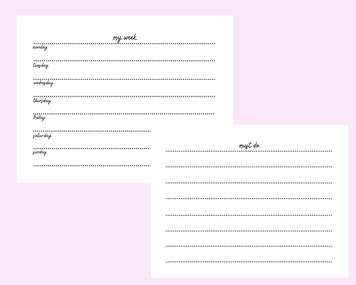 My Week Printable Planner With Must Do Notes Page PDF and PNG - Etsy