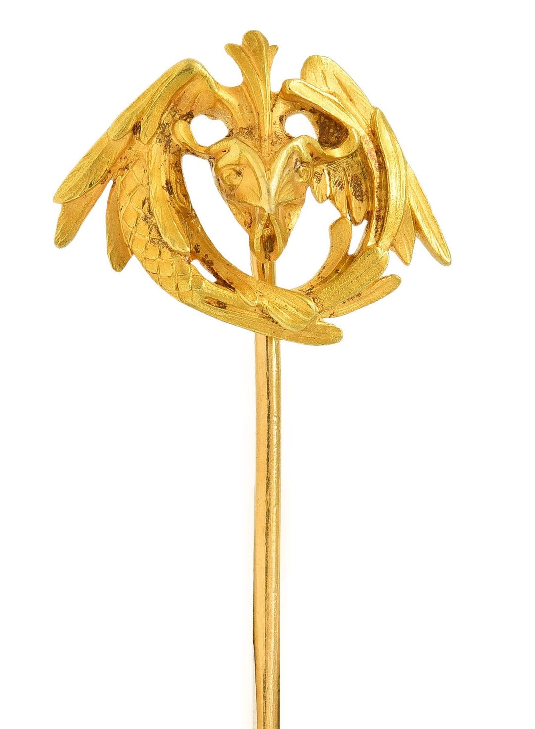 Art Nouveau French 18 Karat Yellow Gold Antique Winged Serpent Stickpin ...