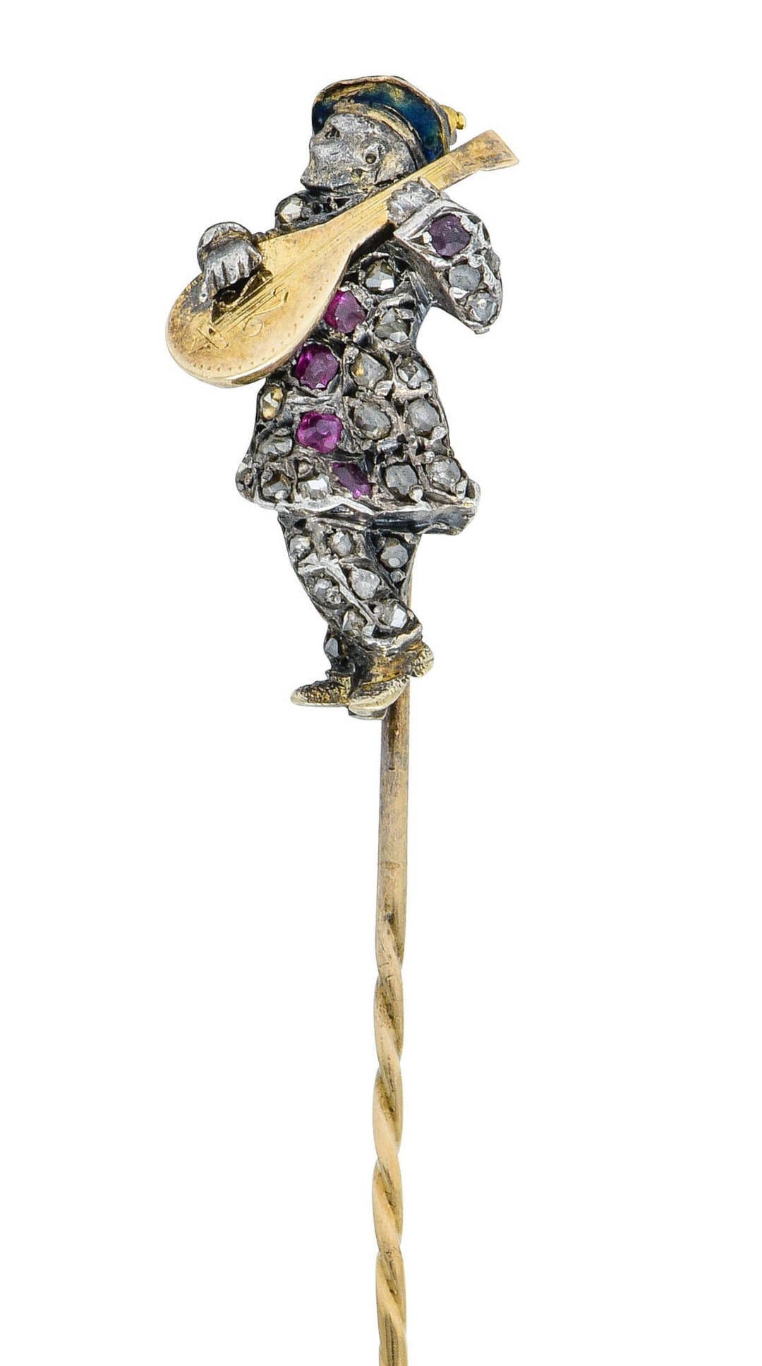 Victorian Rose Cut Diamond Ruby Silver-topped 18 Karat Gold Bard ...