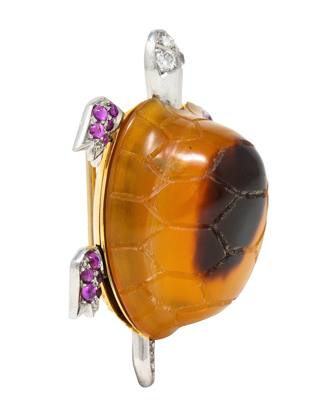 1950's Cartier Ruby Diamond Platinum 18 Karat Gold Turtle Brooch - Etsy