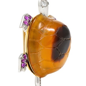 1950's Cartier Ruby Diamond Platinum 18 Karat Gold Turtle Brooch - Etsy