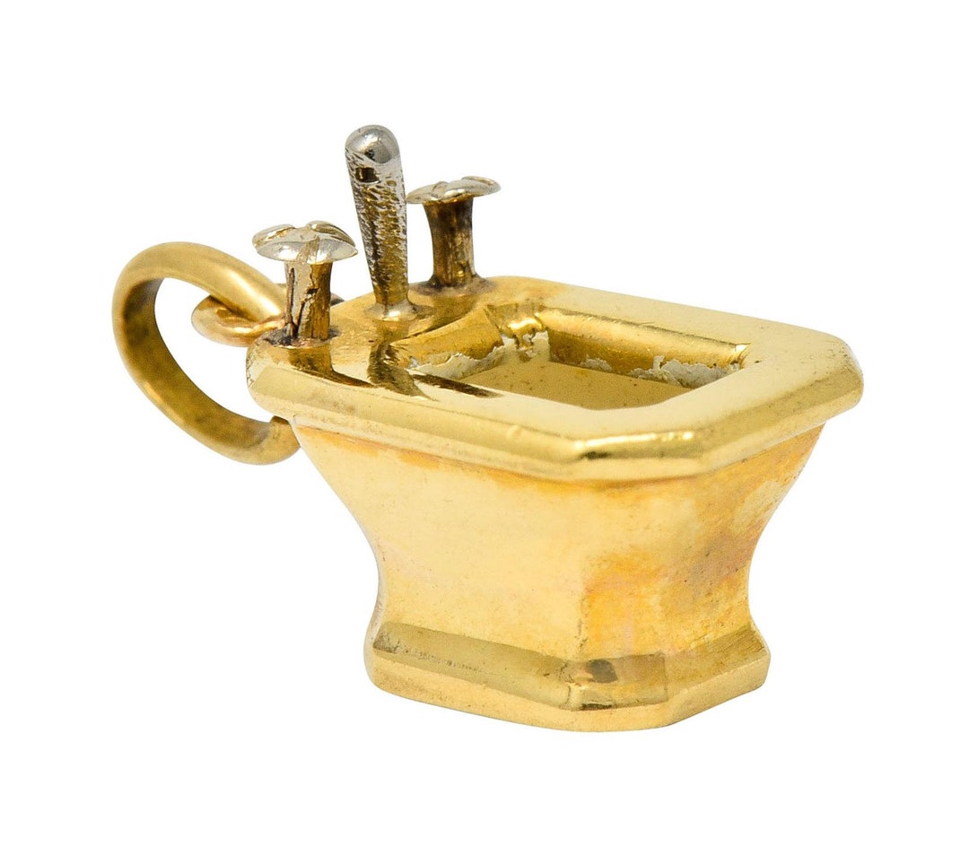 French Art Deco Enamel 18 Karat Gold Powder Room Bidet Charm - Etsy