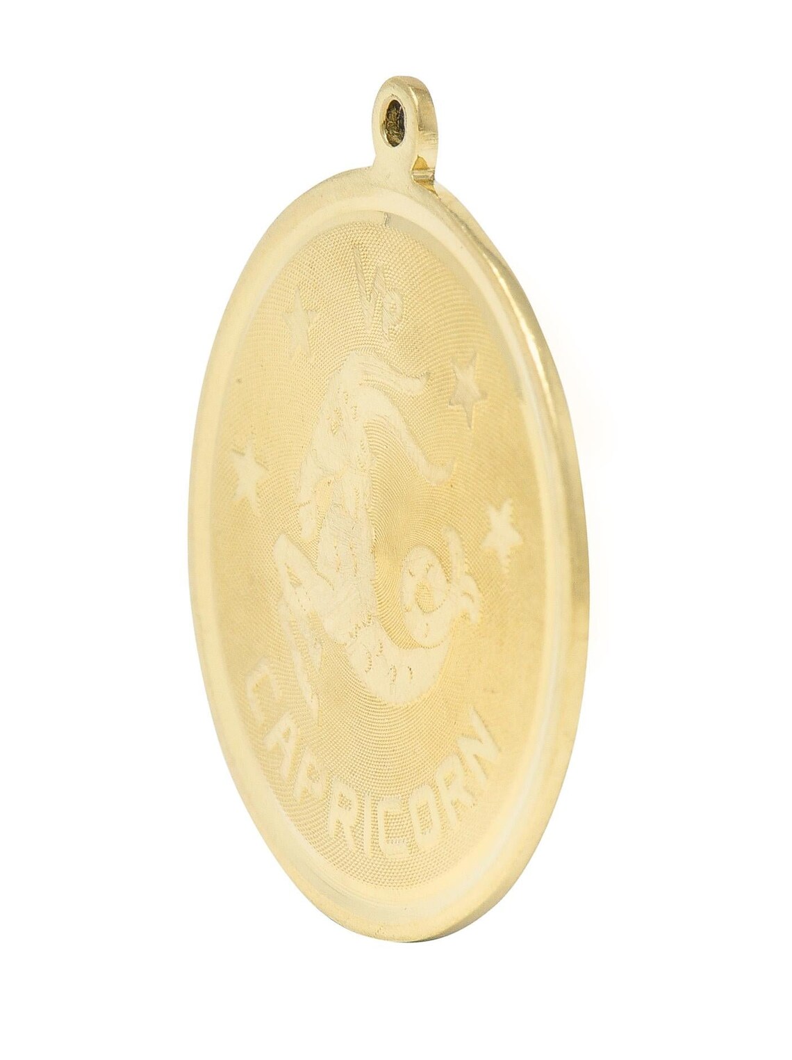 14 Karat Yellow Gold Capricorn Zodiac Medallion Pendant Charm - Etsy