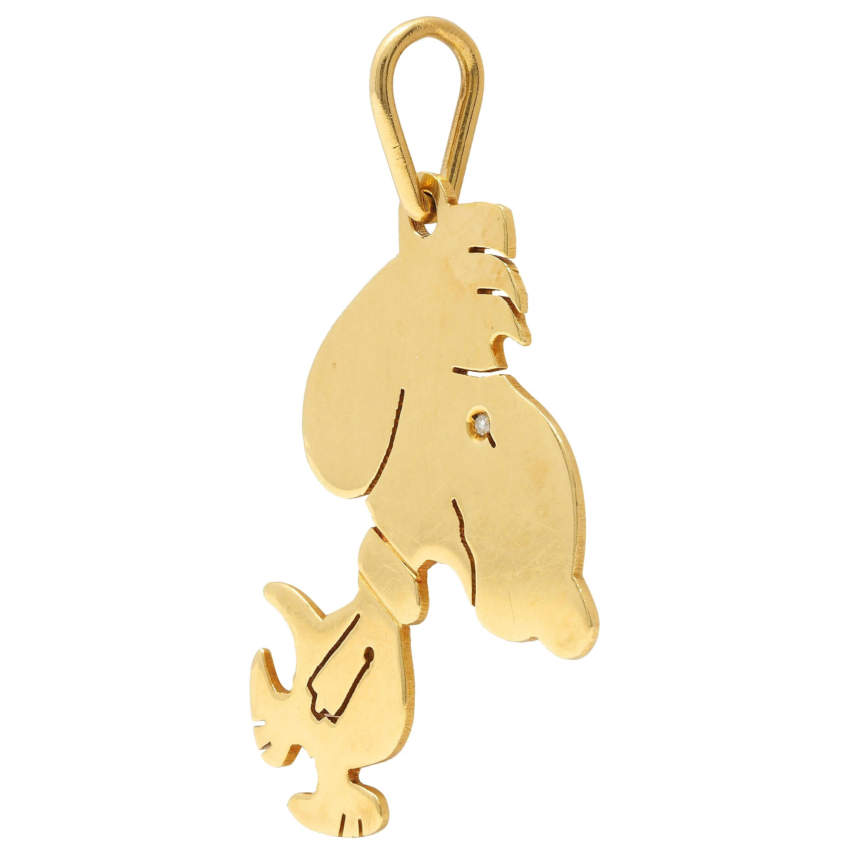 1950's Diamond 18 Karat Yellow Gold Cartoon Snoopy Vintage Pendant - Etsy