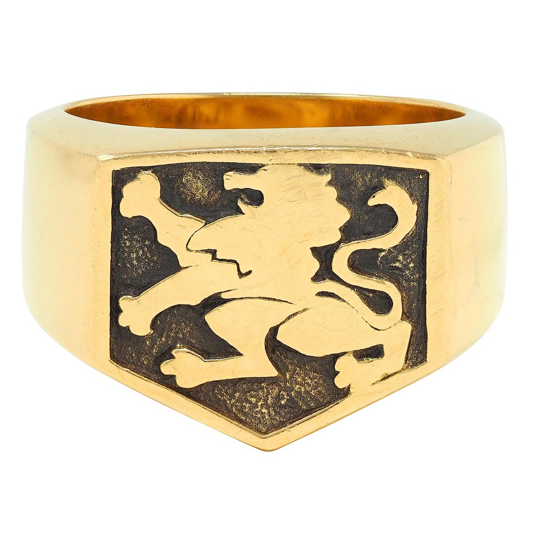 Dunhill 2000's 18 Karat Yellow Gold Heraldic Lion Intaglio Unisex ...