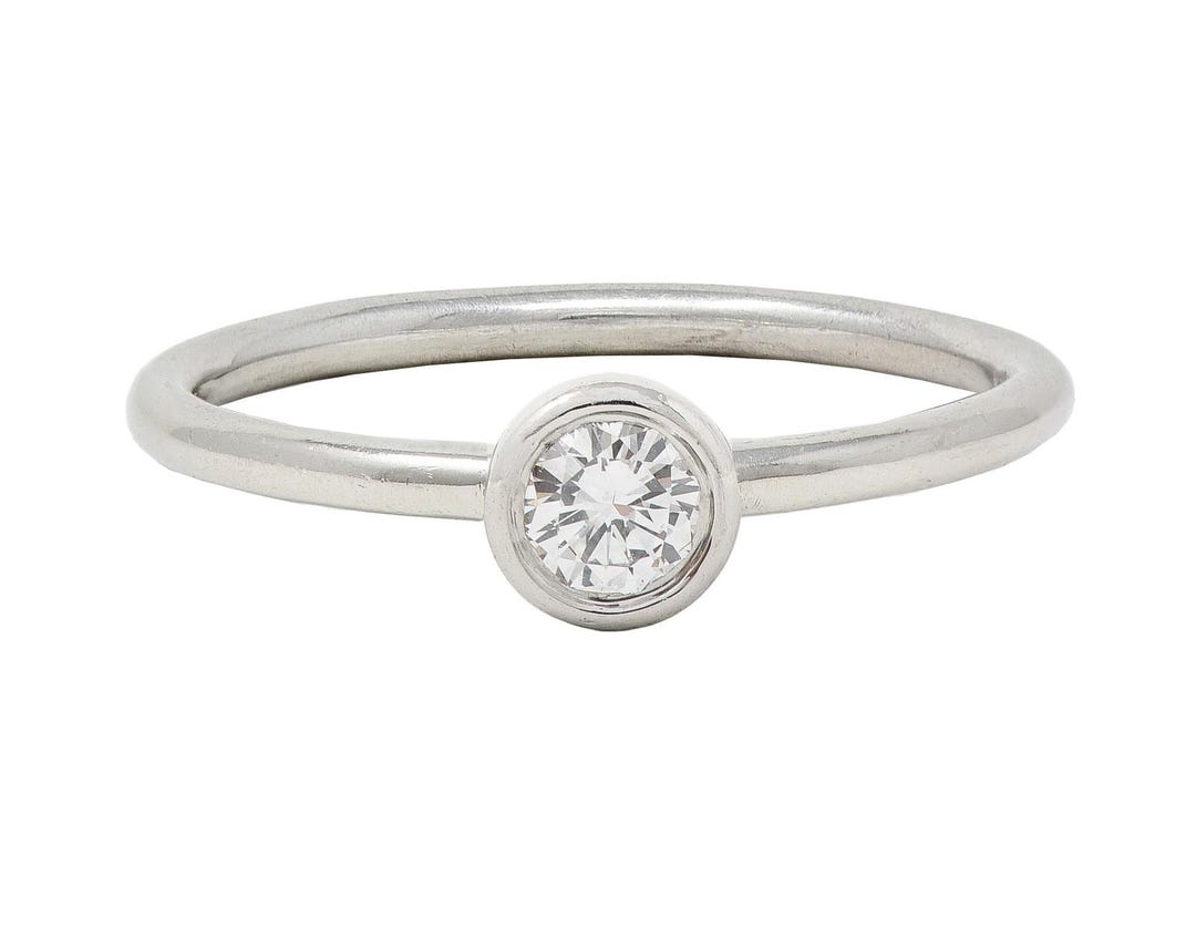 Tiffany & Co. Contemporary Diamond Platinum Bezel Set Bezet Solitaire ...