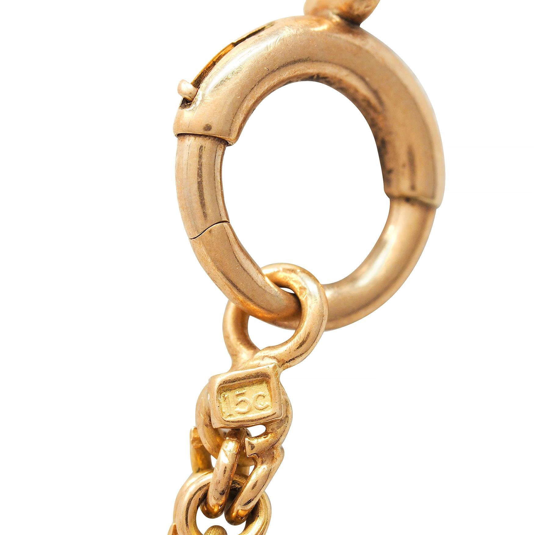 Victorian 15 Karat Yellow Gold Double Curb Link 60" Long Antique Chain ...