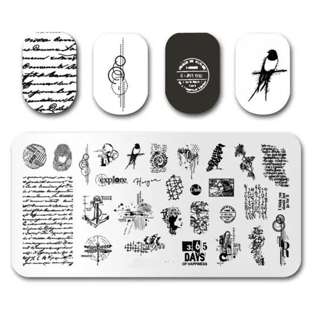 Postcards Nails Stamp Plate for DIY Manicure Art Nail Stamping Tool ...