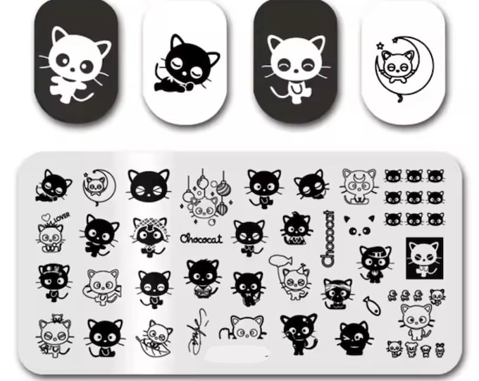 Chococat Cartoon Nail Stamp Plate for DIY Manicure Nail Art Stamping ...
