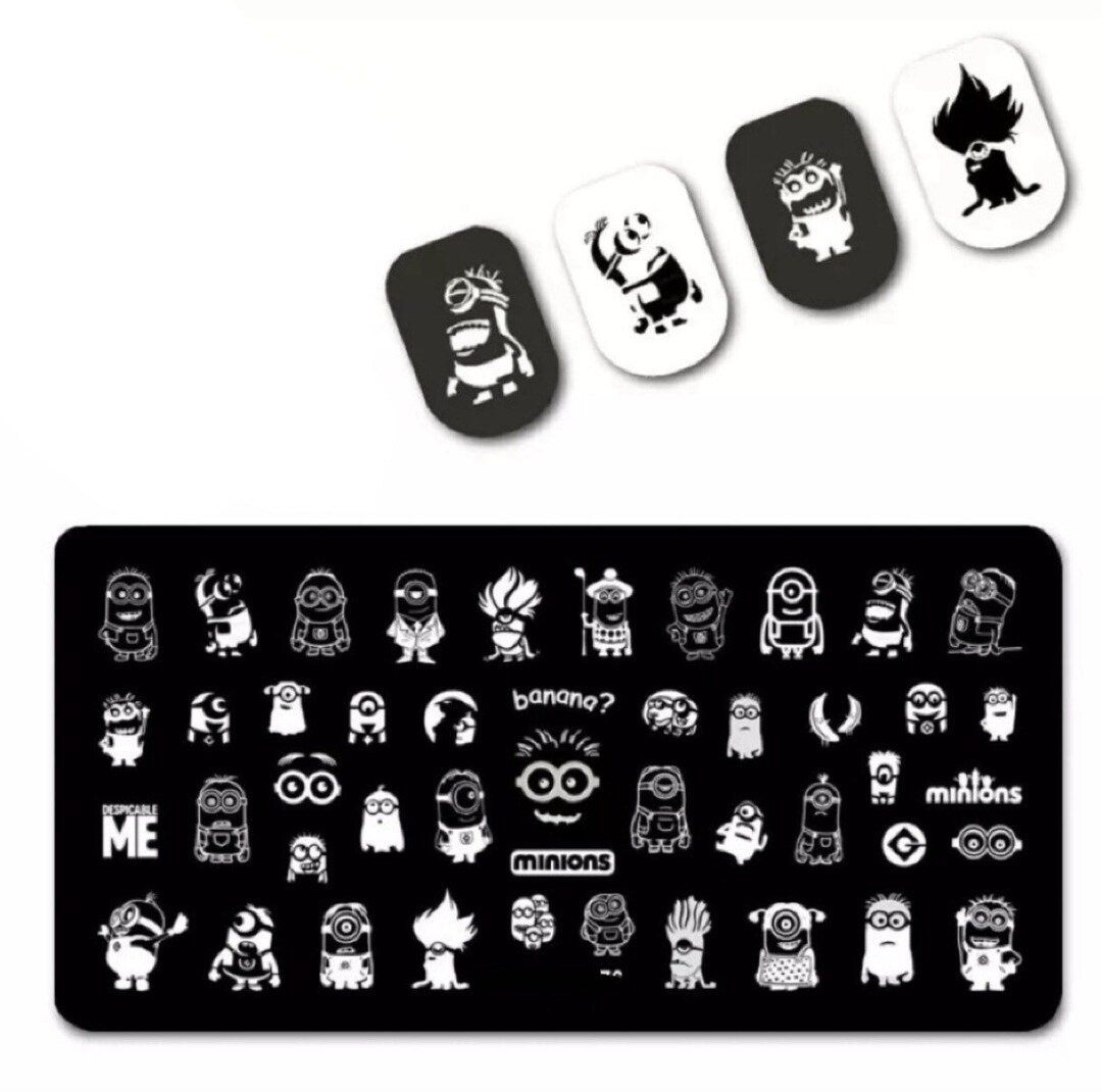Minion Nail Stamp Plate for DIY Manicure Nail Art Stamping Tool ...
