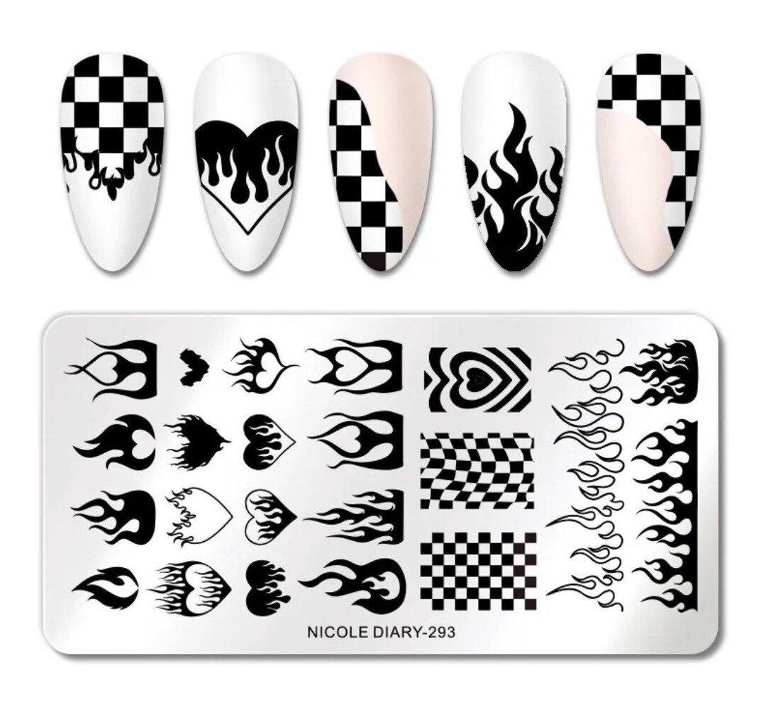 Checkers Art Stamping Plate Nail Stamp for DIY Manicure Art Nail ...
