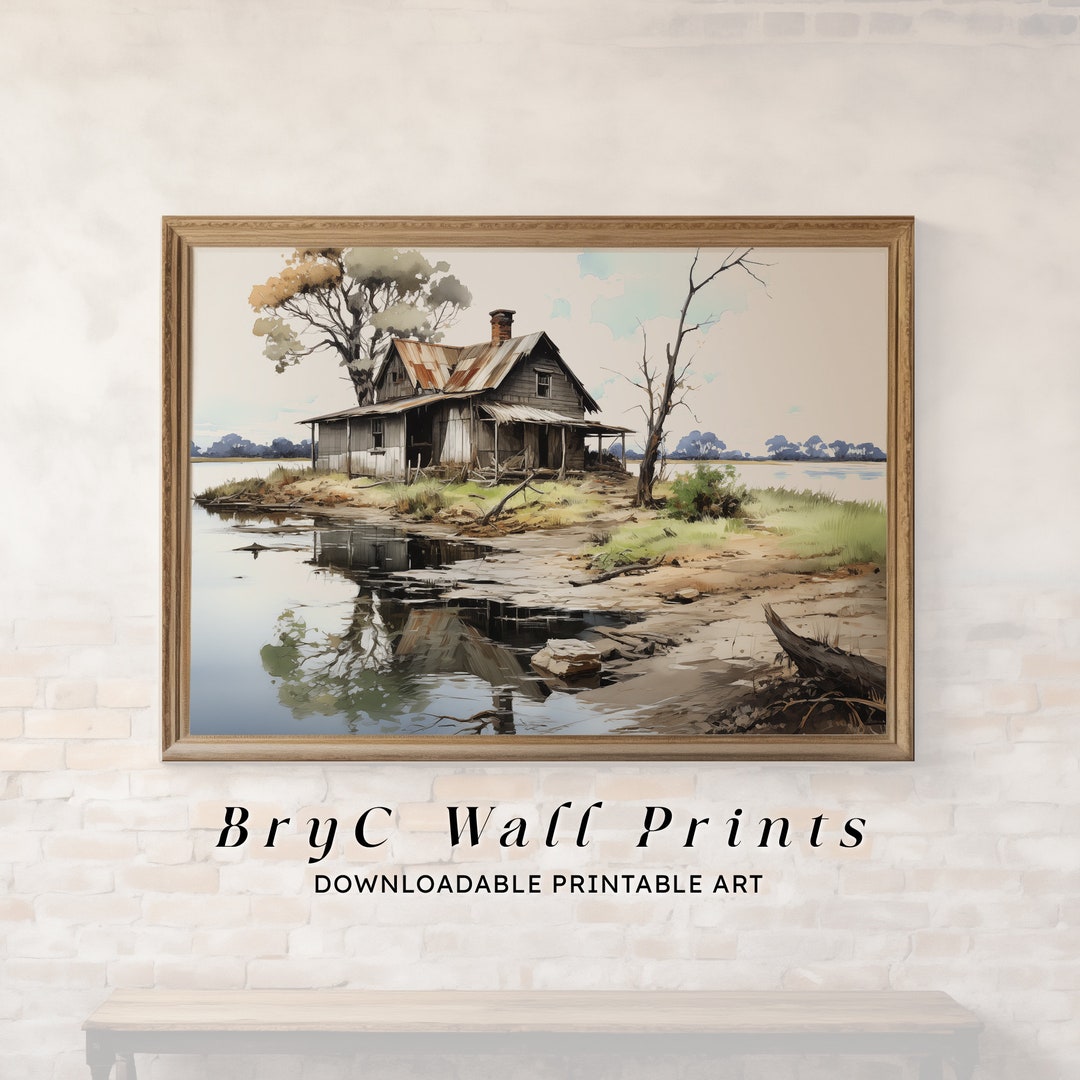 Vintage Cottage Print, Serene Coastal Print, Printable Wall Art, Rustic ...