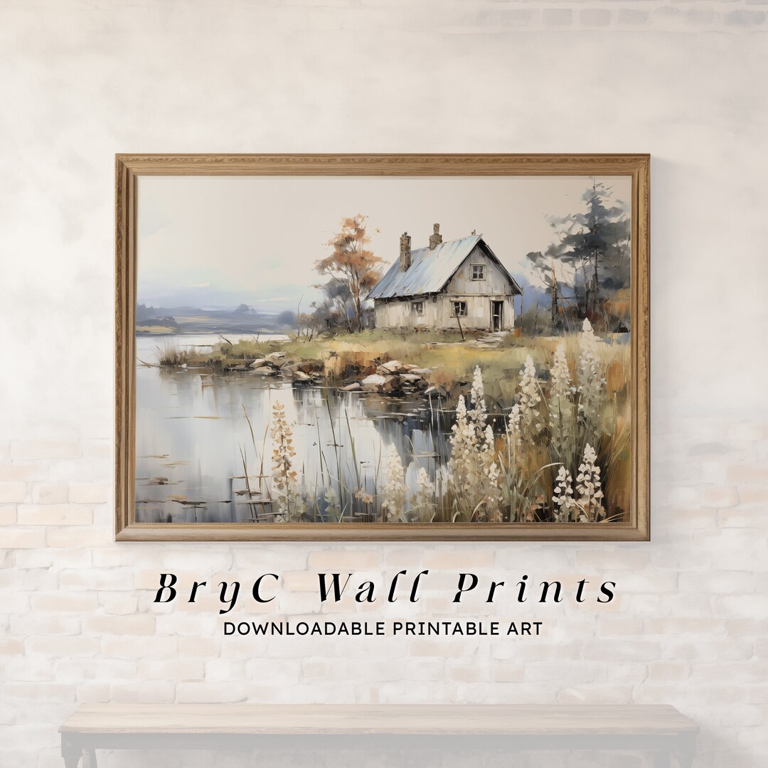 Vintage Cottage Print, Mountain Cabin, Printable Wall Art, Rustic ...
