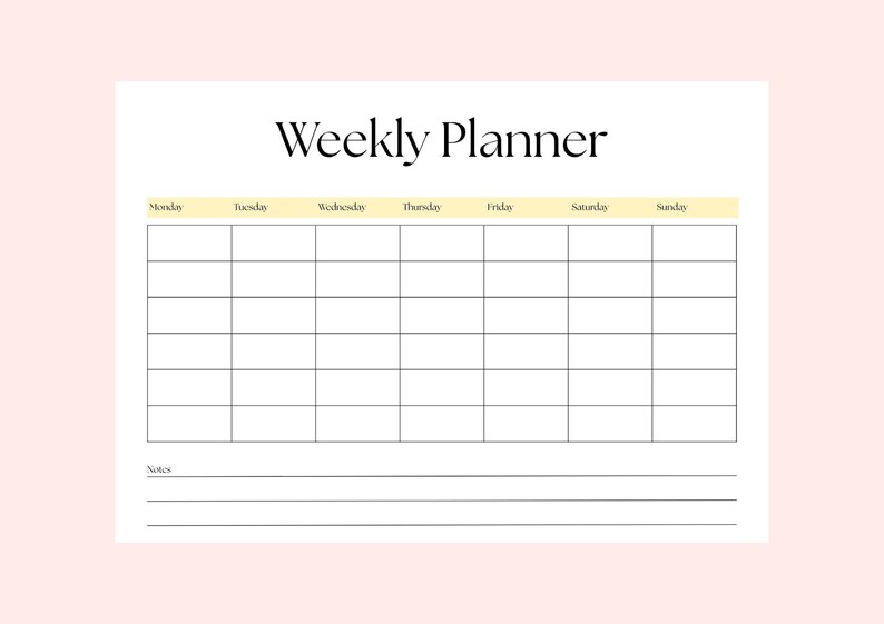 Minimalist Weekly Planner Printable, Editable Canva Schedule (A4 ...