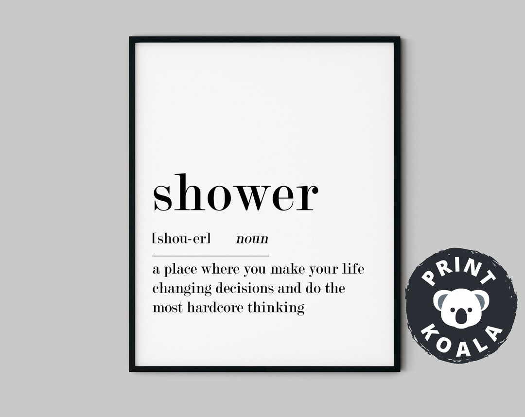 Bathroom Decor, Shower Definition, Bathroom Poster, Bathroom Wall Art ...