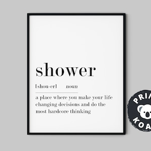 Bathroom Decor, Shower Definition, Bathroom Poster, Bathroom Wall Art ...