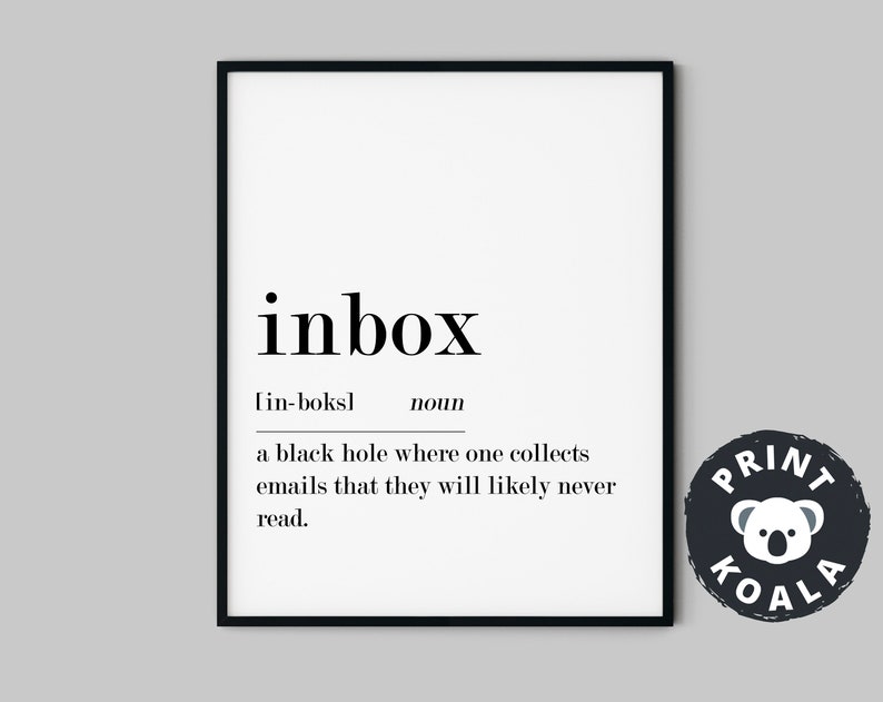 Inbox Definition Print Funny Home Office Sign Printable Wall | Etsy