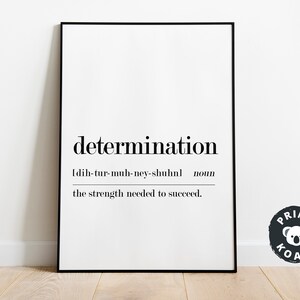 Determination Definition Print: Motivational Office Wall Art (instant ...