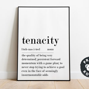 Tenacity Definition, Office Wall Art, Printable Wall Art, Home Office ...