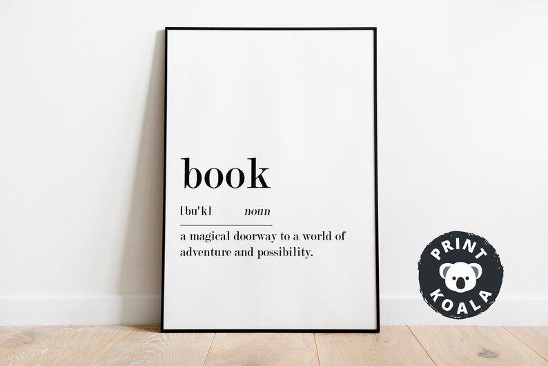 Book Definition Print Book Print Book Lovers Gift Book Art - Etsy