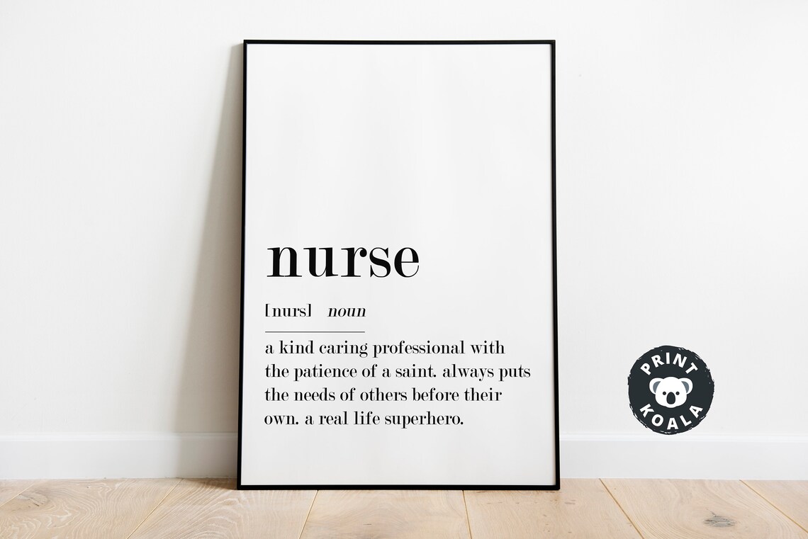 Nurse Definition Printable Nurse Gift Nurse Wall Art | Etsy