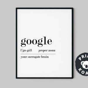 Google Definition Print, Dorm Decor, Google Funny Print, Modern Art ...