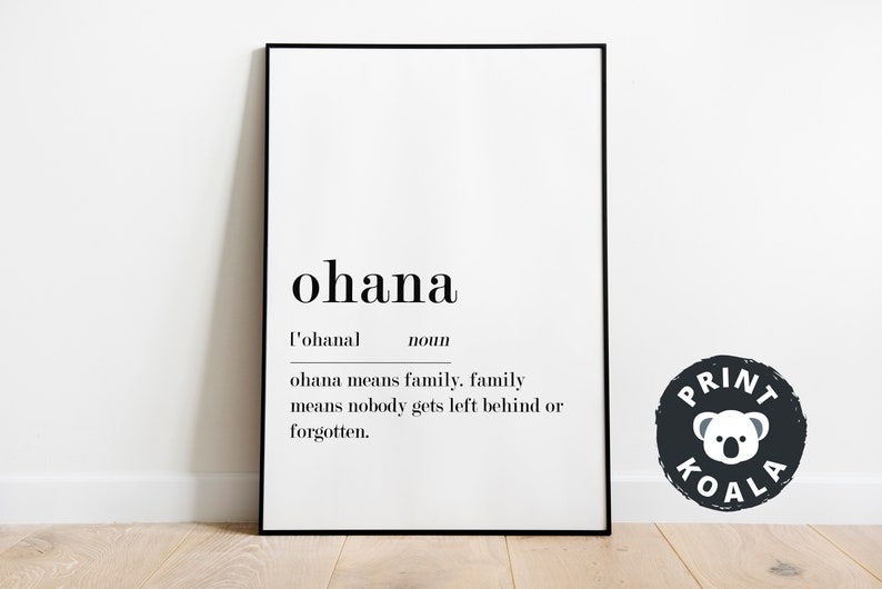 Ohana Definition Print Hawaiian Wall Art Family Definition | Etsy