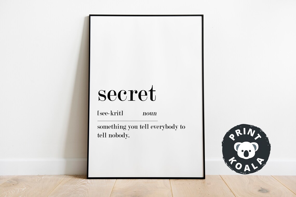 Secret Definition Printable Vertical Wall Art Funny | Etsy