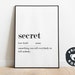 Secret Definition Printable, Vertical Wall Art, Funny Definition ...