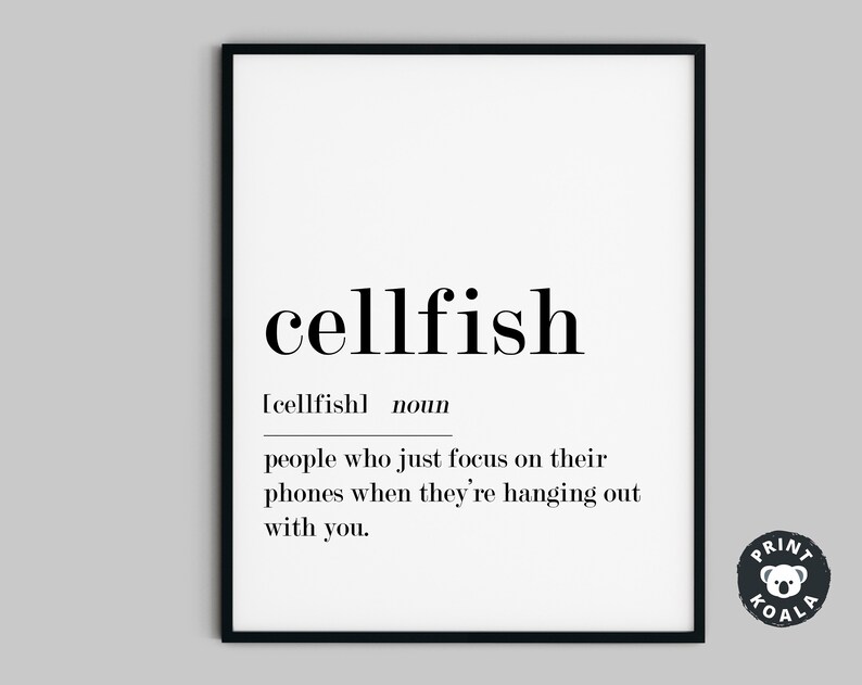 Cellfish Funny Definition Print Definition Printable Wall - Etsy
