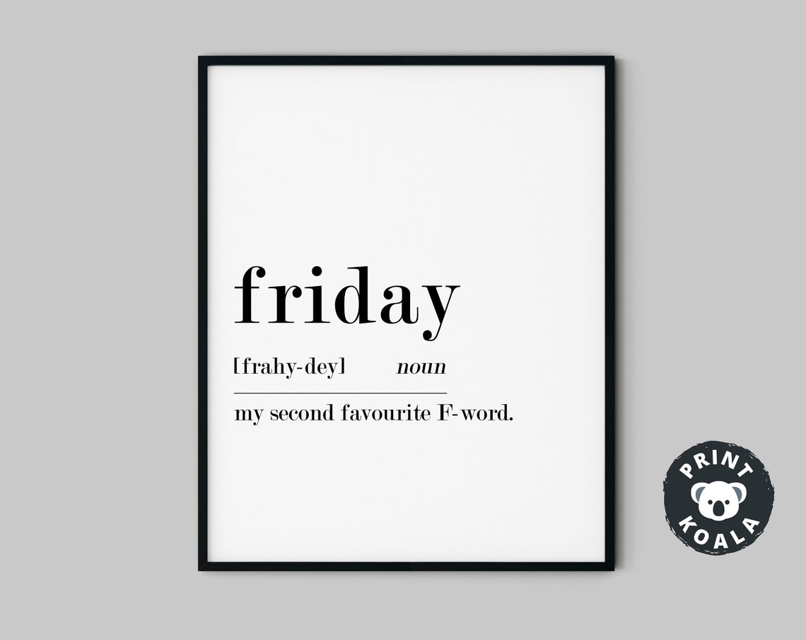 Friday Definition Print Funny Office Decor Zoom Background - Etsy