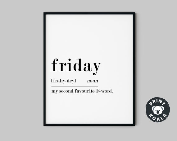 Friday Definition Print Funny Office Decor Zoom Background | Etsy