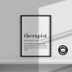 Therapist Definition Print, Therapist Gift, Printable Wall Art, Gift ...