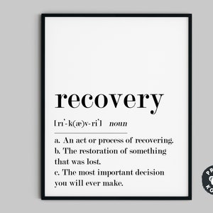 Recovery Definition Motivational Poster Printable Wall Art - Etsy