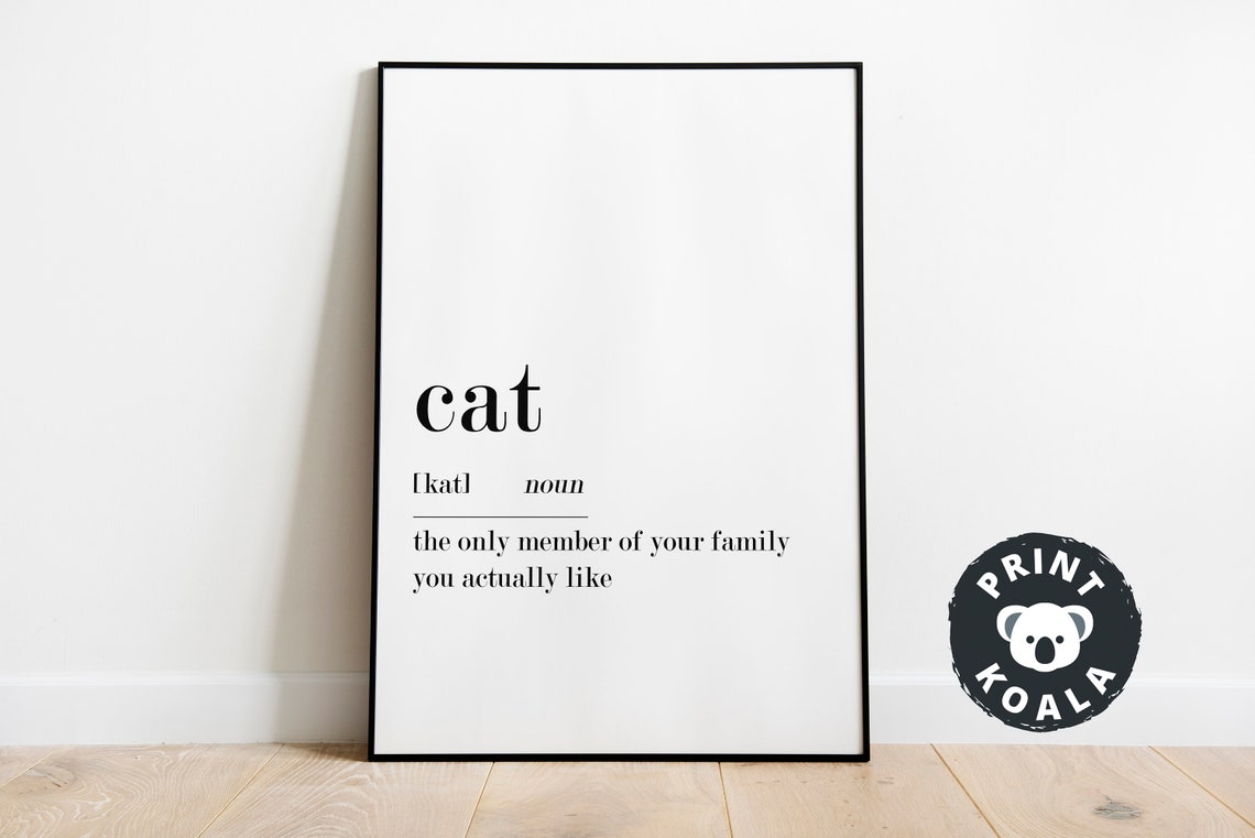 Cat Definition Wall Art Funny Cat Definition Definition Home | Etsy
