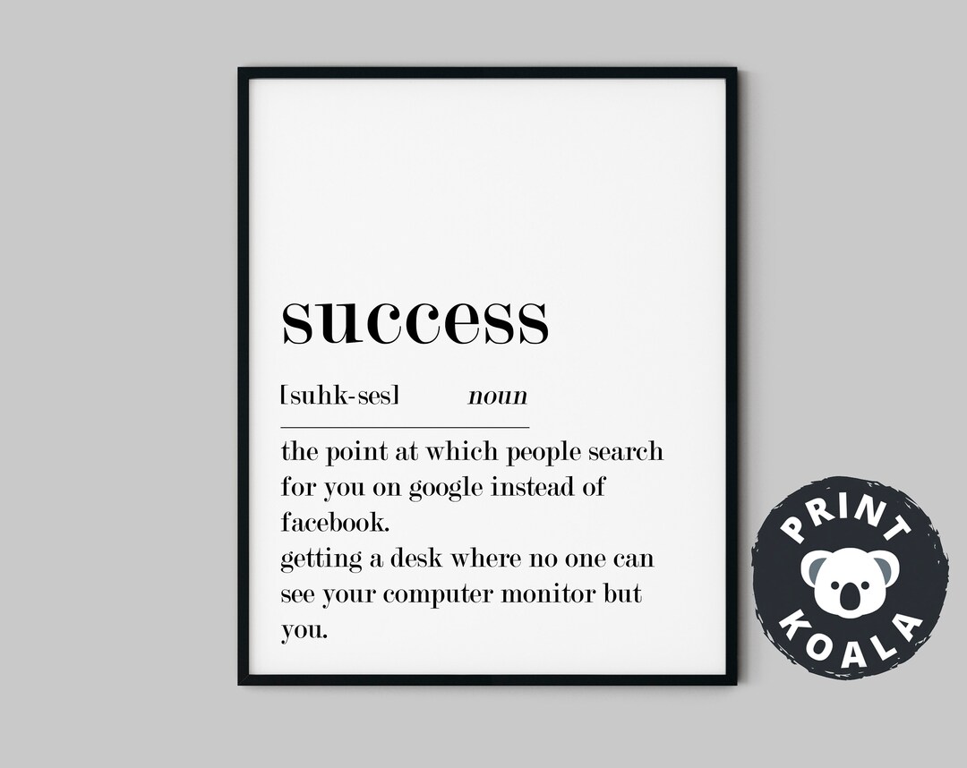 Success Definition, Office Wall Art, Home Office Decor, Success Gift ...