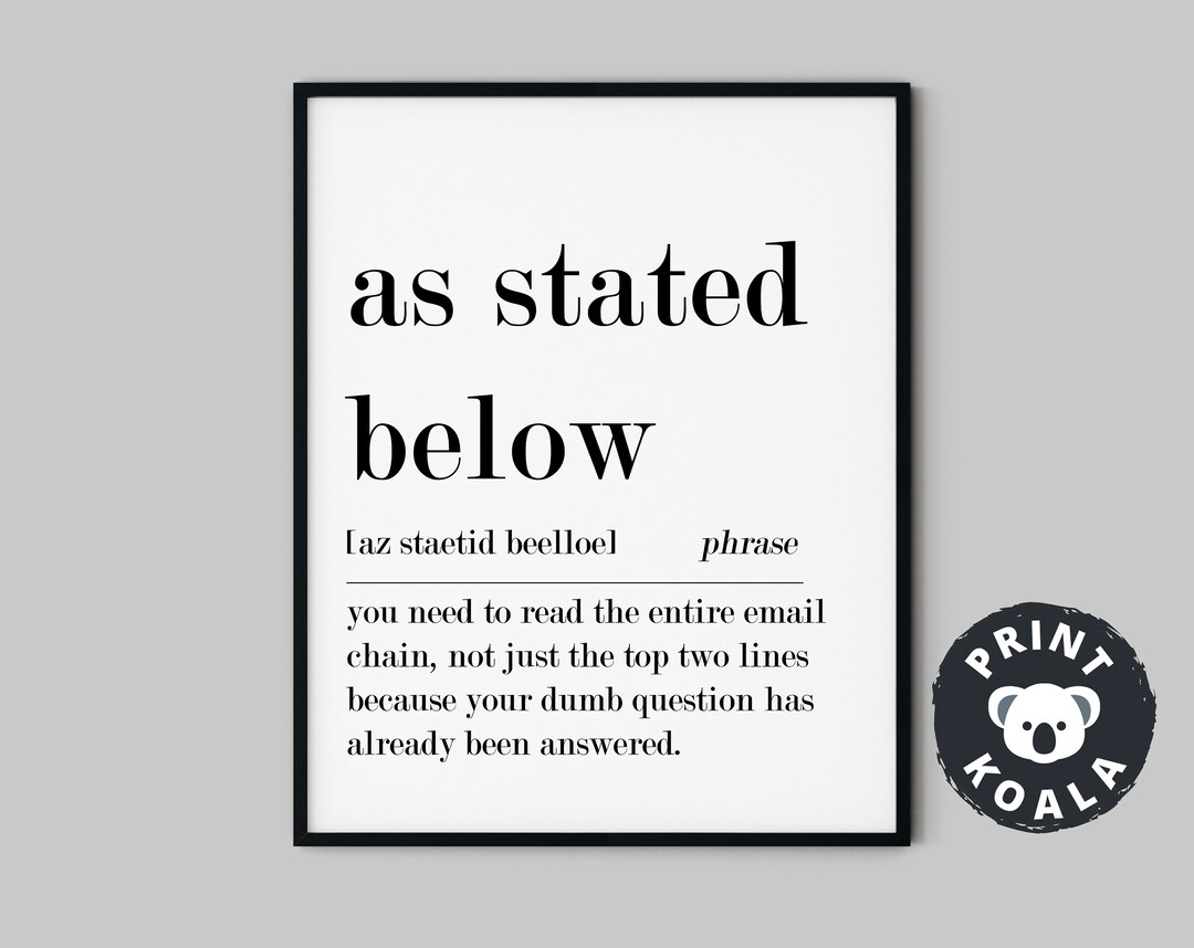 As Stated Below, Home Office Printable Wall Art, Funny Home Office ...