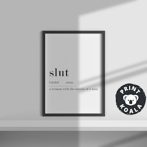 Slut Definition Print, Funny Definition, Dorm Poster, Dorm Print, Funny ...