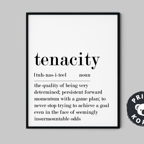 Tenacity Definition Office Wall Art Printable Wall Art Home - Etsy