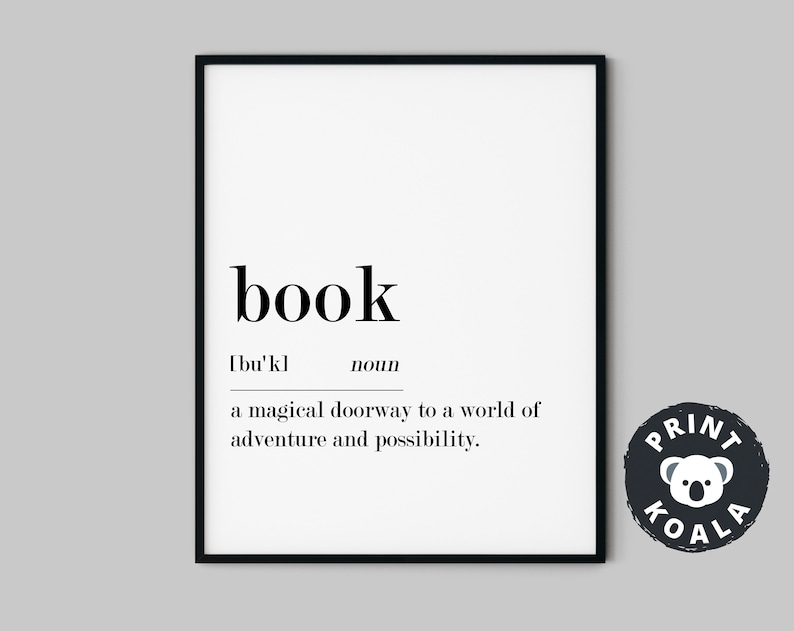 Book Definition Print Book Print Book Lovers Gift Book Art - Etsy