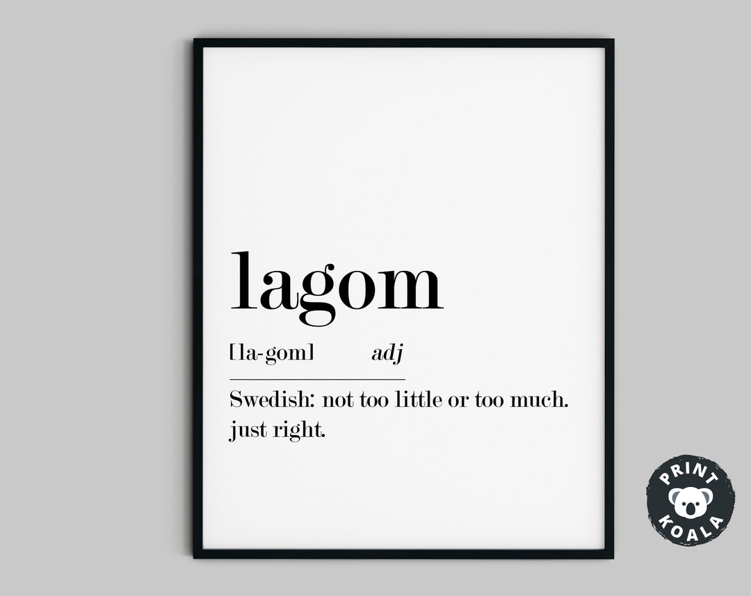 Lagom Definition Print, Swedish Home Decor, Minimalist Poster, Living ...