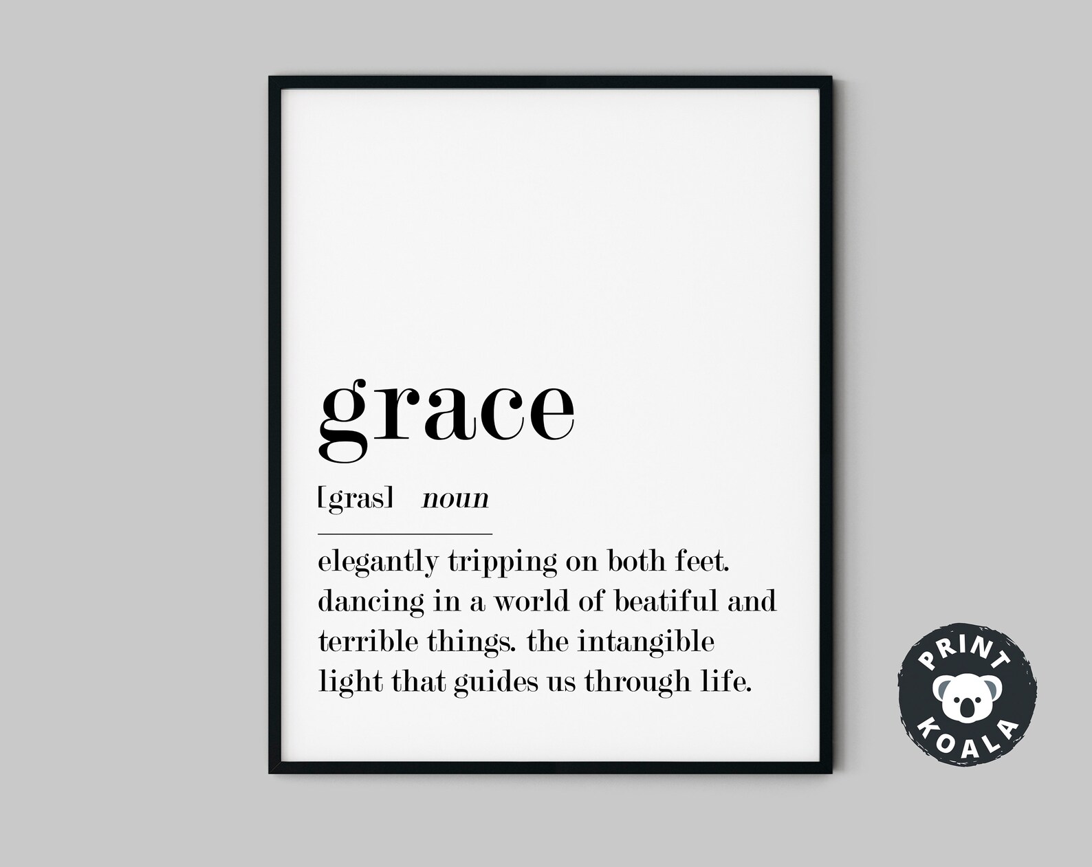 Grace Definition Print Home Office Printable Entrepreneur | Etsy