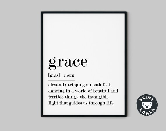 Grace Definition Print Home Office Printable Entrepreneur | Etsy