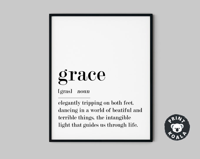 Grace Definition Print Bible Verse Scripture Christian Art Print Grace ...