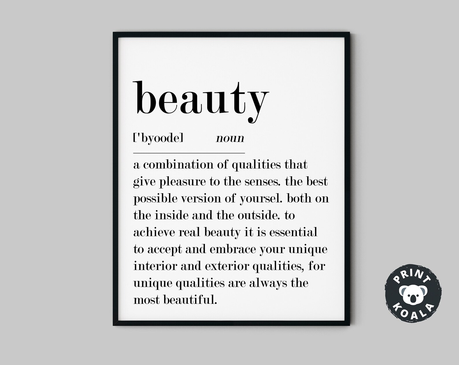 Beauty Definition Print Dictionary Art Print Printable Wall | Etsy